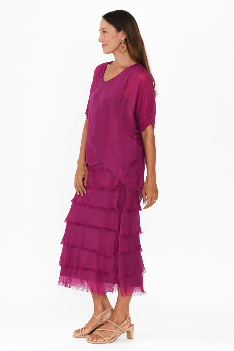 Silk Overlay Dress Magenta – Luna Apparel