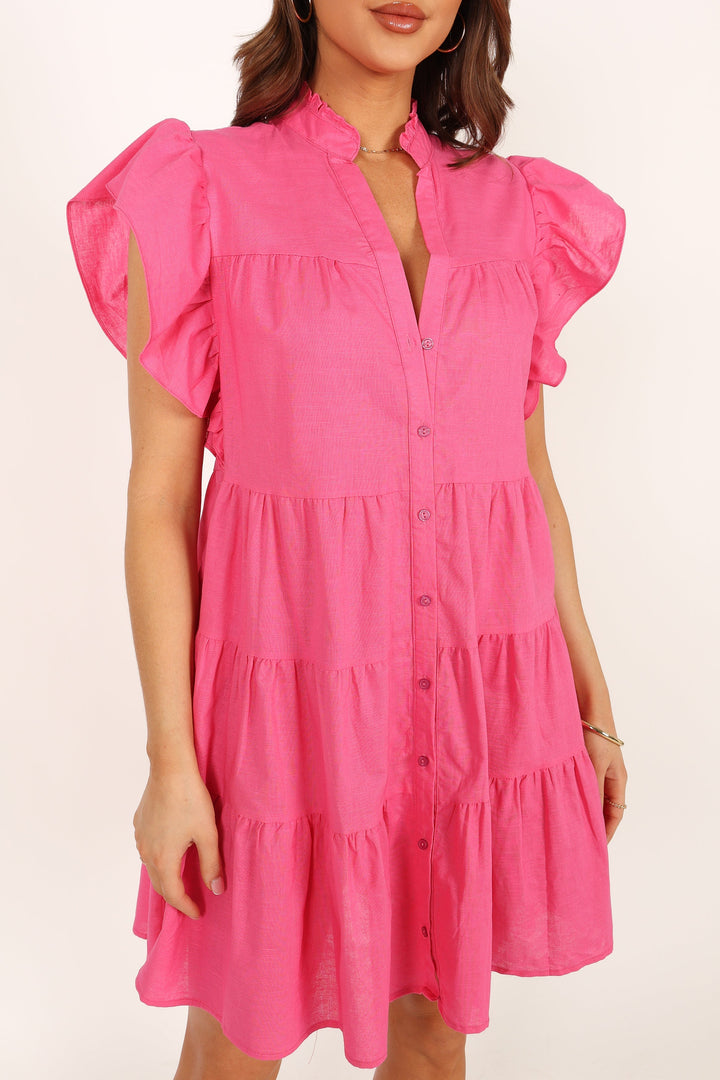 Nova Ruffle Mini Dress Pink – Luna Apparel